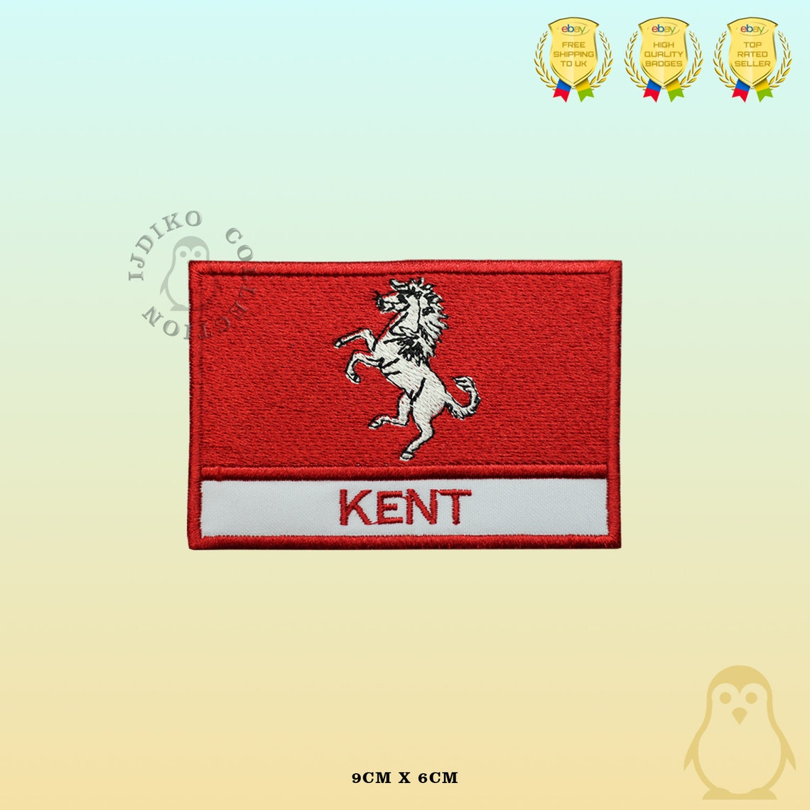 UK KENT County Flag Embroidered Iron on Patch Sew on Badge Applique for ...