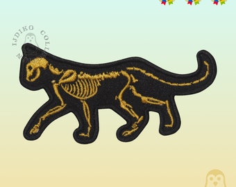 Cat Skeleton Iron on Patch - Etsy