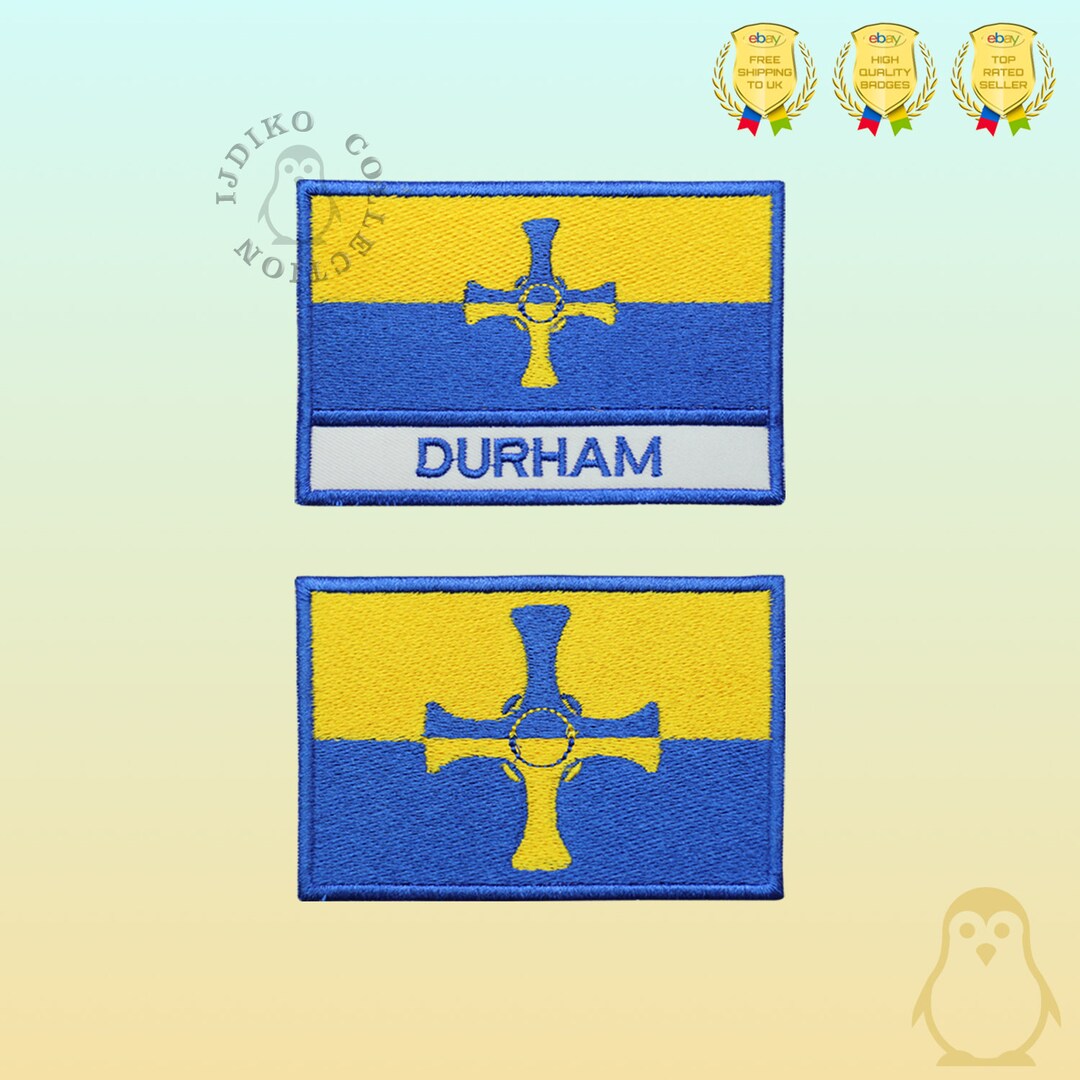 UK DURHAM County Flag Embroidered Iron on Patch Sew on Badge Applique ...