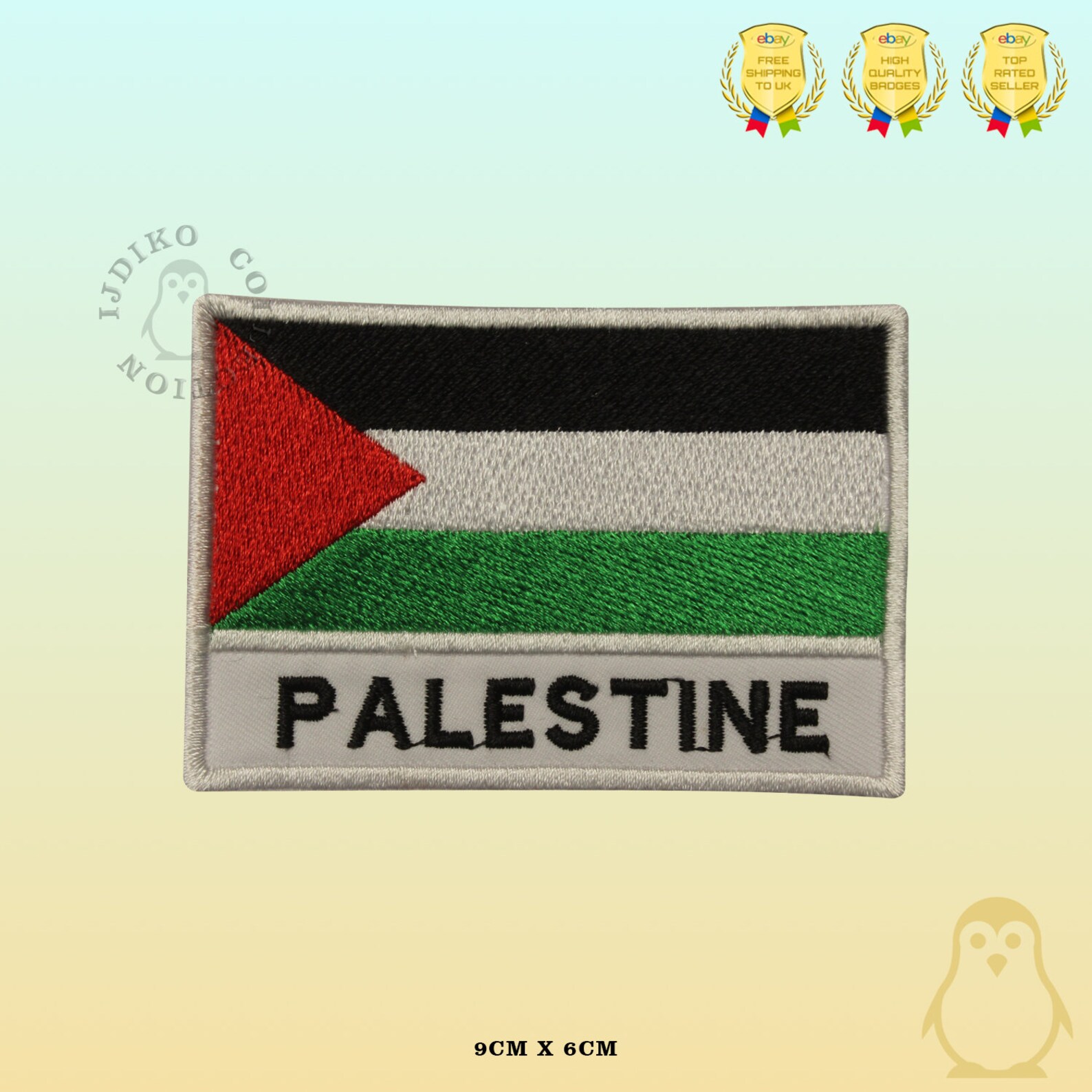 Palestine National Flag Embroidered Iron on Patch Sew on Badge Applique ...