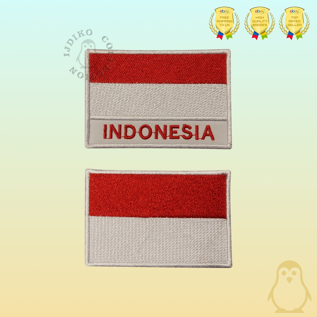 Indonesia National Flag Embroidered Iron on Patch Sew on Badge Applique ...