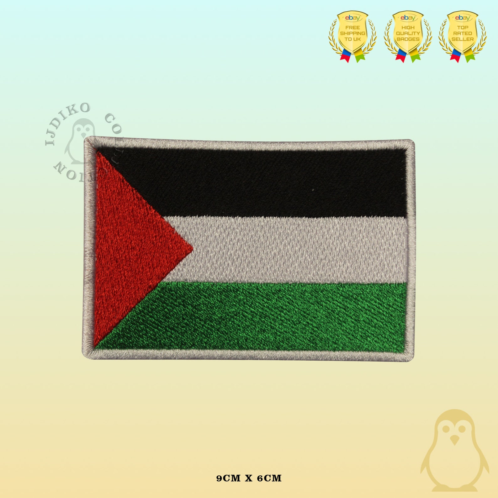 Palestine National Flag Embroidered Iron on Patch Sew on Badge Applique ...