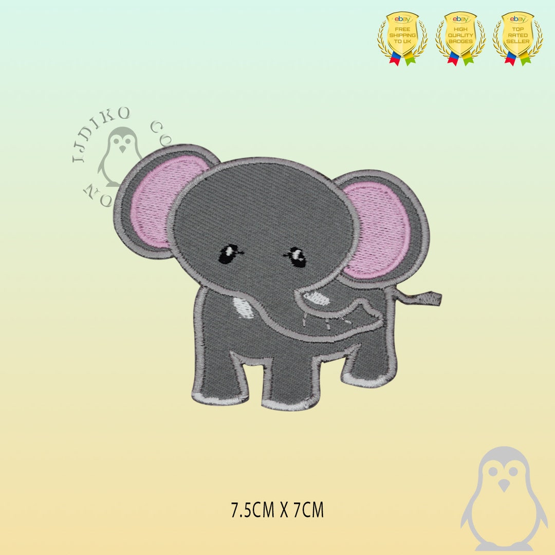 Cute Baby Elephant Patch Embroidered Iron on Patch Sew on Badge ...