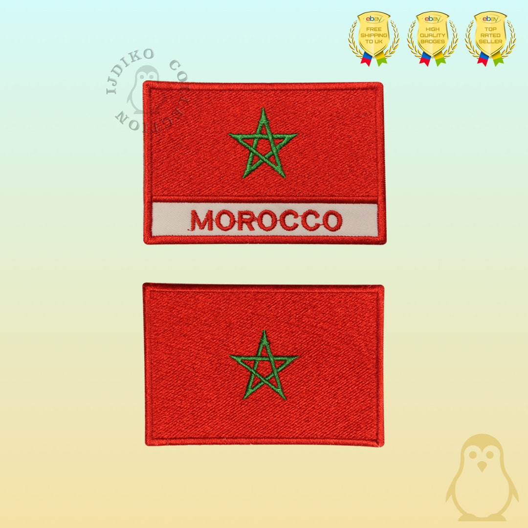 Morocco National Flag Embroidered Iron on Patch Sew on Badge Applique ...