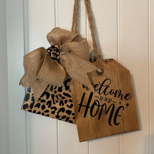Welcome to Our Home Leopard Small Door Tags, Small Wood Door Tags - Etsy