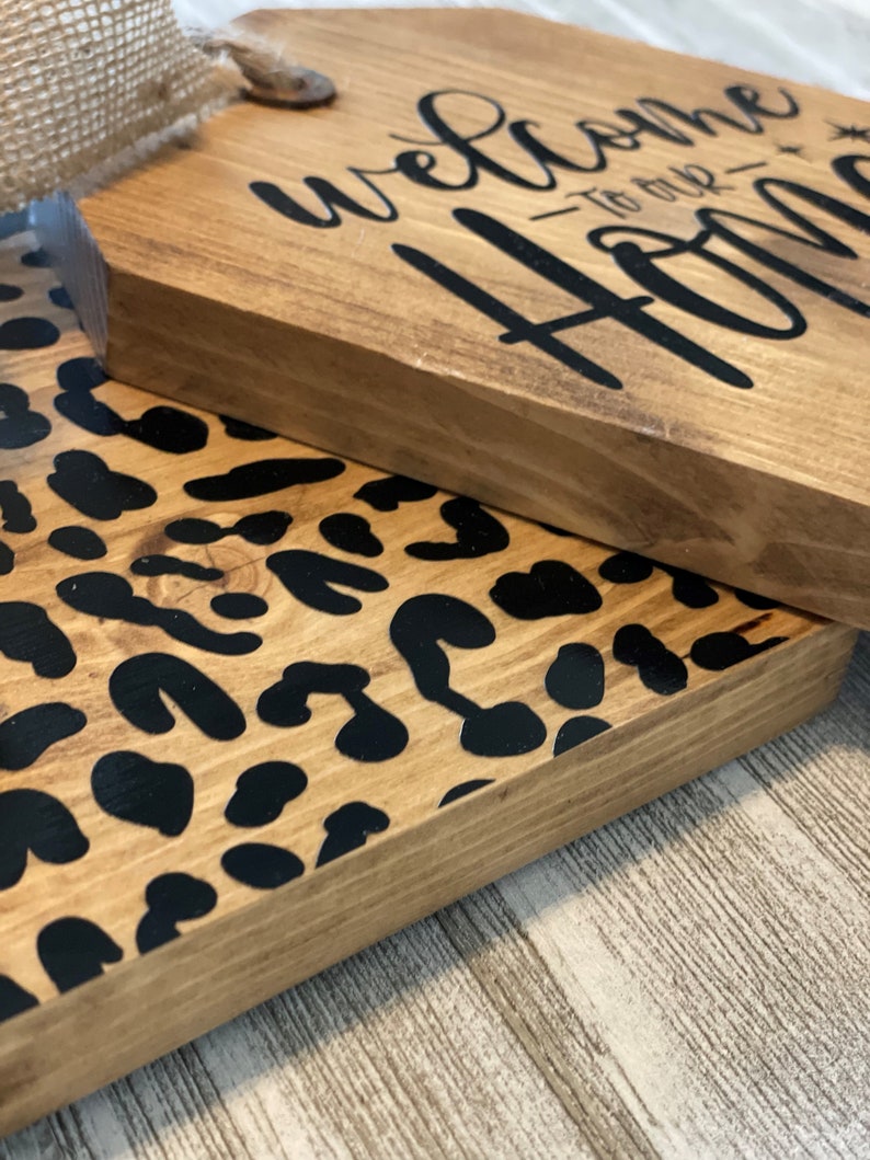 Welcome to Our Home Leopard Small Door Tags, Small Wood Door Tags - Etsy