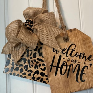 Welcome to Our Home Leopard Small Door Tags, Small Wood Door Tags - Etsy