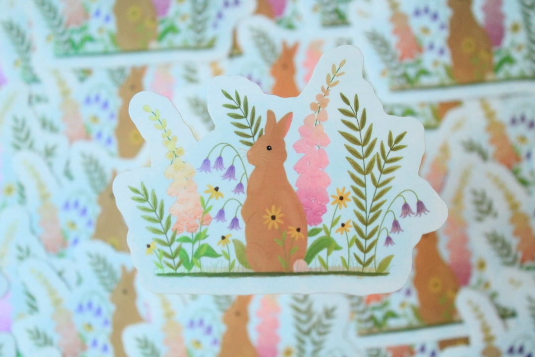 Bunny Garden Matte Mirror Vinyl Sticker - Etsy