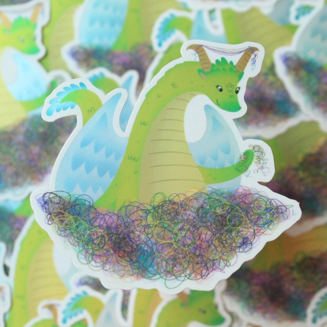 Flossie the Thread-hoarding Dragon Dragon Matte Mirror Vinyl Sticker - Etsy