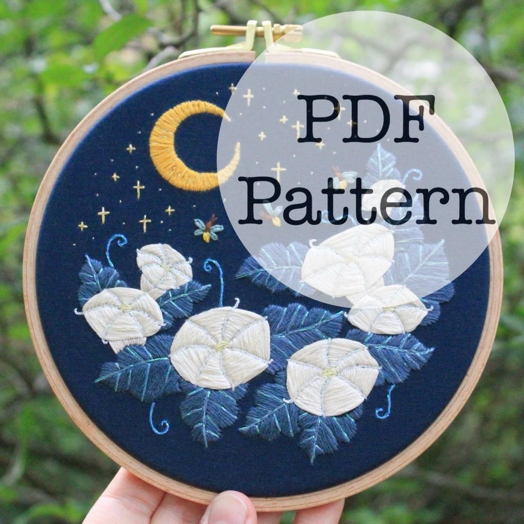 PDF Embroidery Pattern: Night Flowers, Moonflower - Etsy