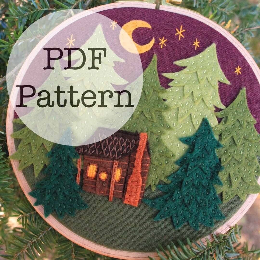 PDF Embroidery Pattern: Cabin in the Pines - Etsy