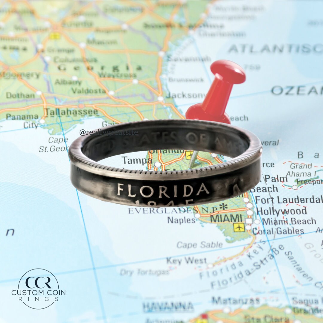 Florida Skinny Coin Ring | Handmade Ring | Stackable Ring | Statement ...
