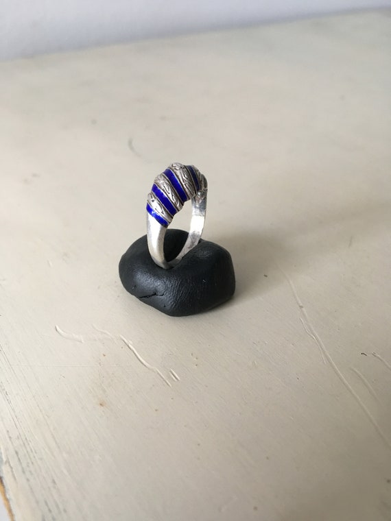 Silver Enamel Vintage Ring. Greek Elegant Ring for Wo… - Gem
