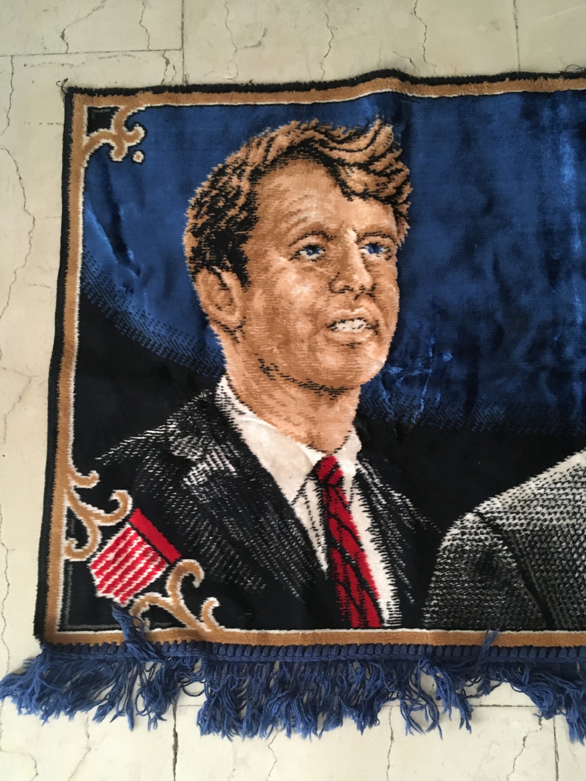 1960's John F Kennedy and Robert Kennedy Flag Wall Tapestry. - Etsy