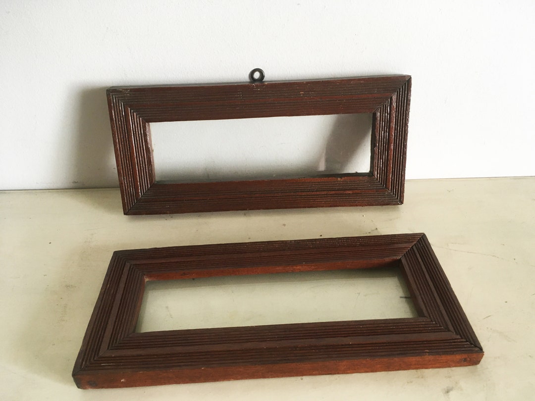 Elongated Horizontal Vintage Thick Wooden Frames. Pair of 2 Handmade ...