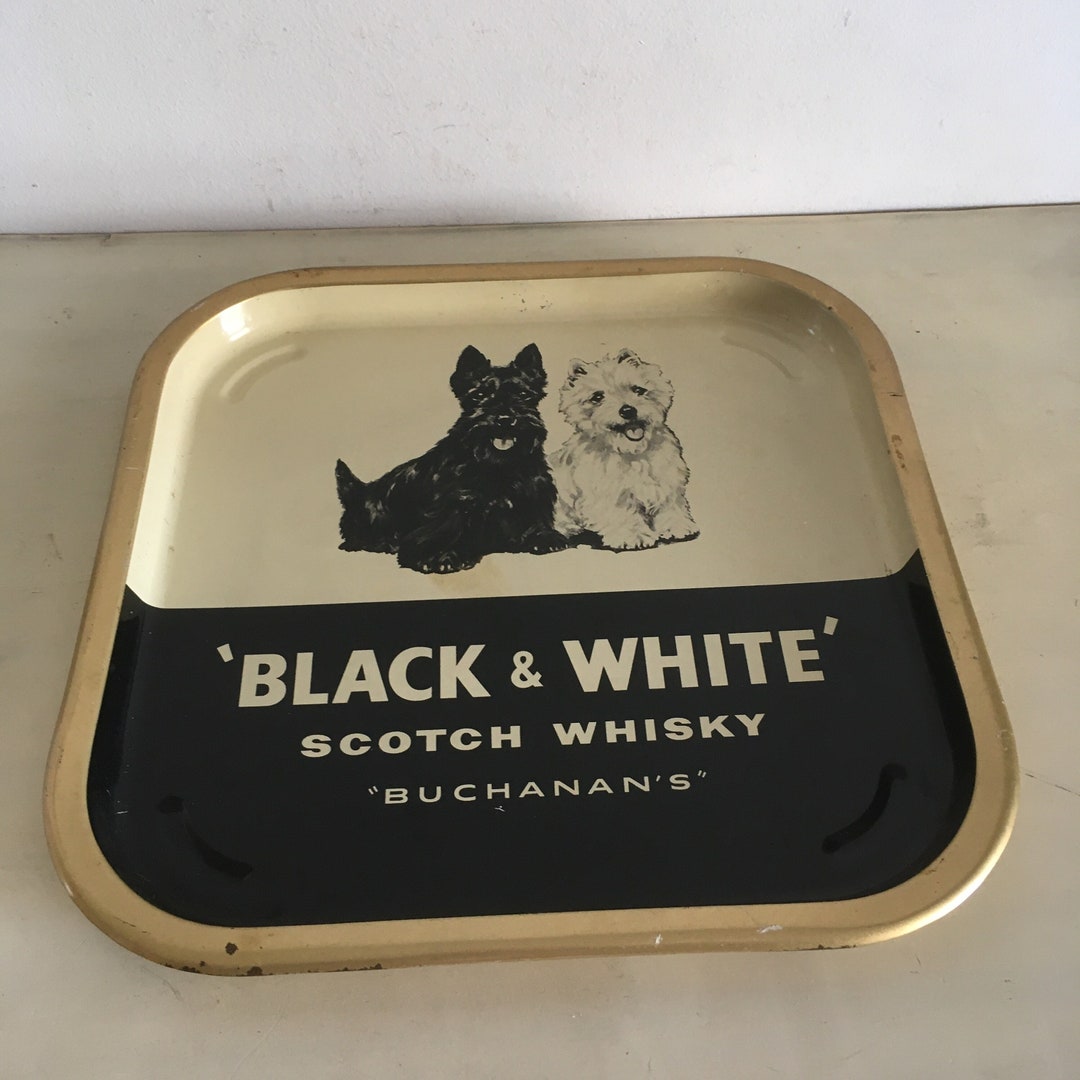 Vintage Buchanan's Black & White Scotch Whiskey Steel Tray. 1950's ...