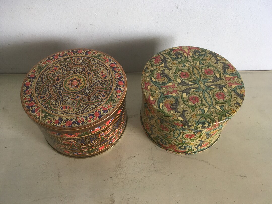 80s Tin Boxes, Vintage Tea Boxes Containers. Storage Boxes, Made in ...