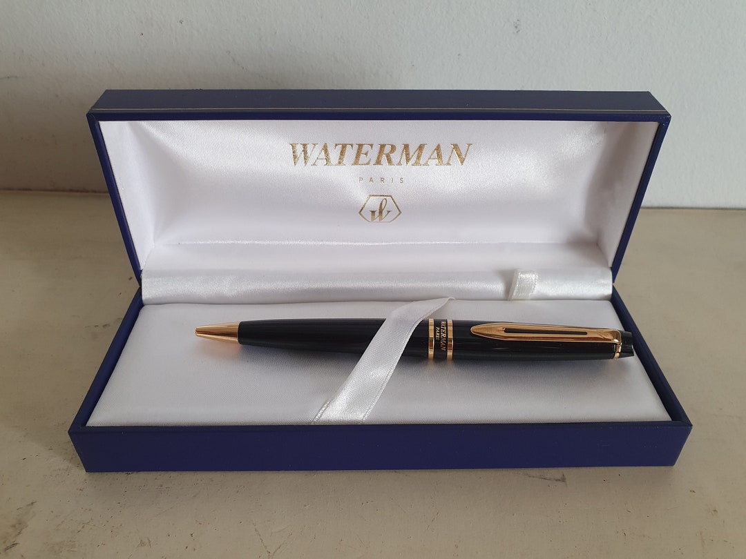 Vintage Waterman Paris Ballpoint Pen With Original Blue Leather Box ...