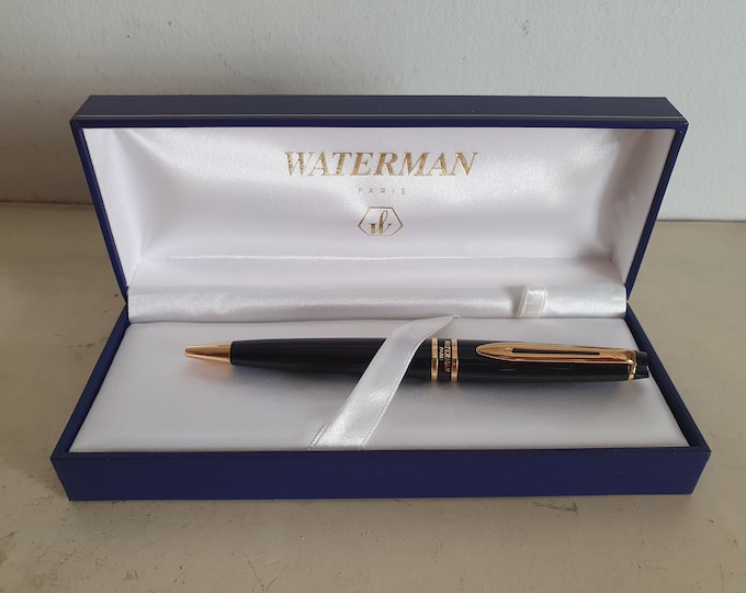 Vintage Waterman Paris Ballpoint Pen With Original Blue Leather Box ...