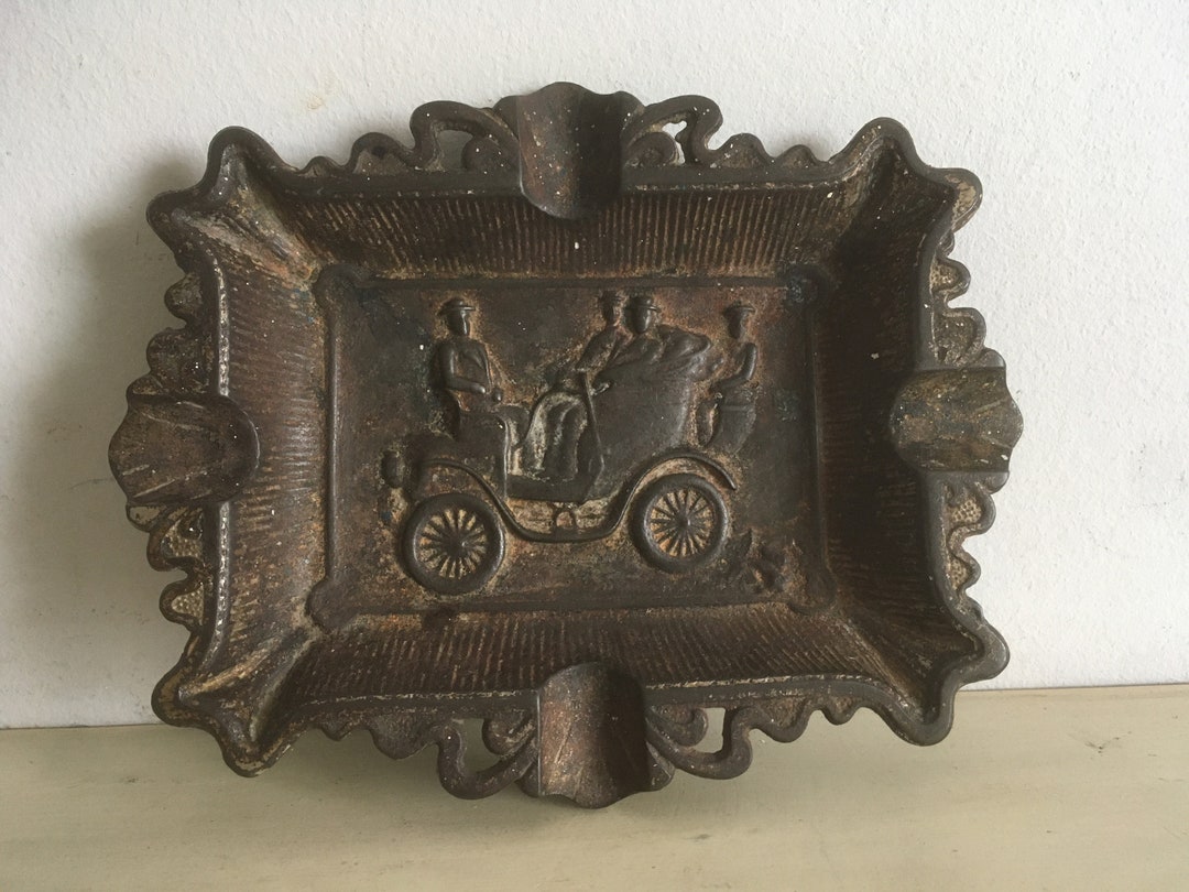 Vintage Antique Cast Iron Cigars Ashtray. Rare Stamped Handmade ...