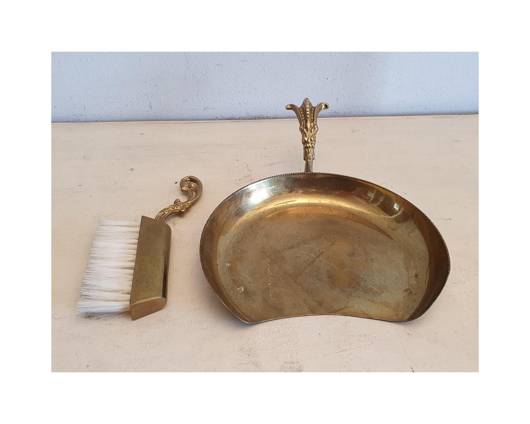 Brass Table Broom and Dust Pan Set. Vintage Metal Butler Elegant Set ...