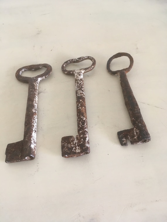 3 Big Skeleton Forged Iron Keys. Collectible Greek 1800's - Etsy