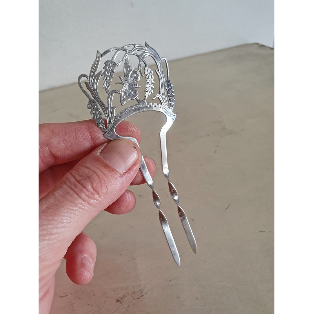 Antique Sterling Silver Hair Comb With Hallmarks. English Style Comb ...