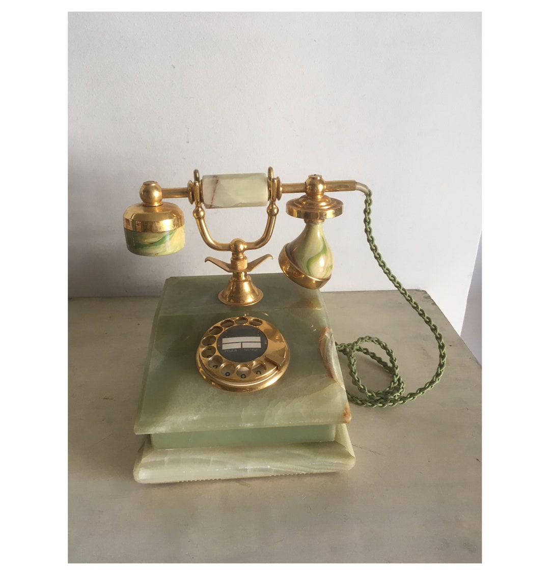 Early 1900's-era Alabaster Onyx Vintage Rotary Telephone. 1980's German ...