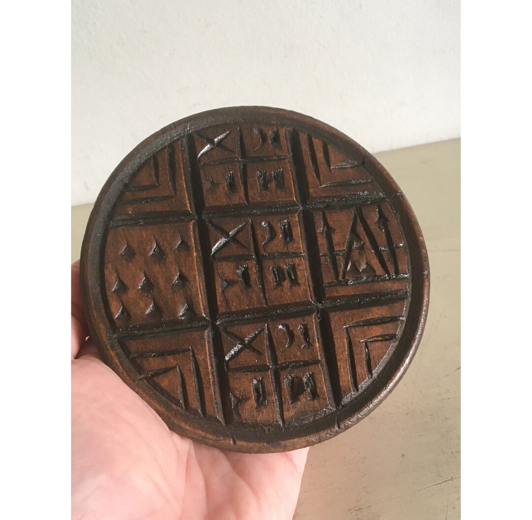 Vintage Handmade Wooden Bread Stamp. Greek Christian Holy Bread Seal ...