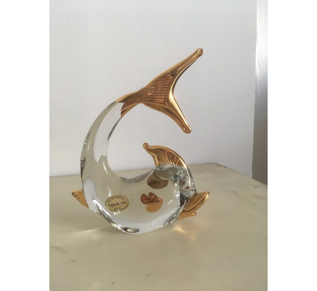 Franco Moretti Murano Fish Sculpture. Vintage Blown Glass Fish Figurine ...