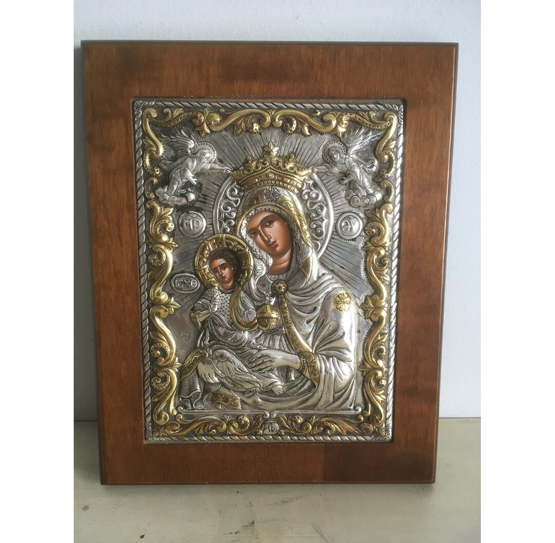 Sterling Silver Hallmarked 950 & Gold Plated Relief Christian Icon ...