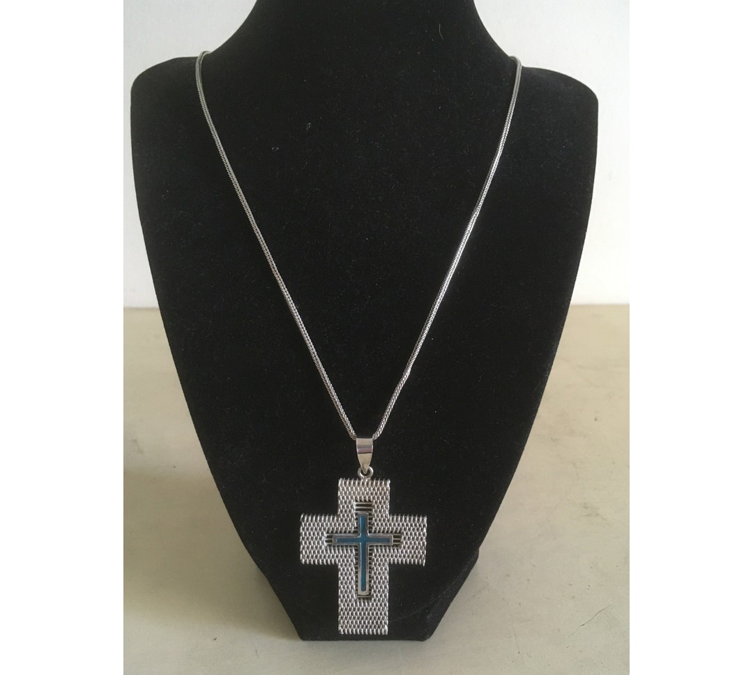 Mesh Design Sterling Silver 950 Cross. Flexible Artistic Christian ...