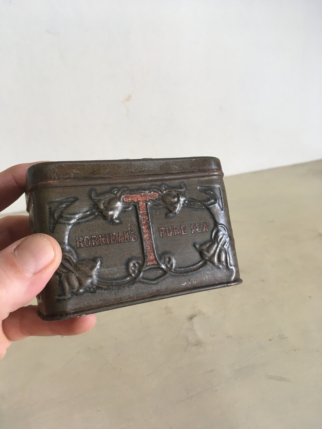 Horniman's Pure Tea Antique Tin Can Art Nouveau Vessel Storage Vintage ...