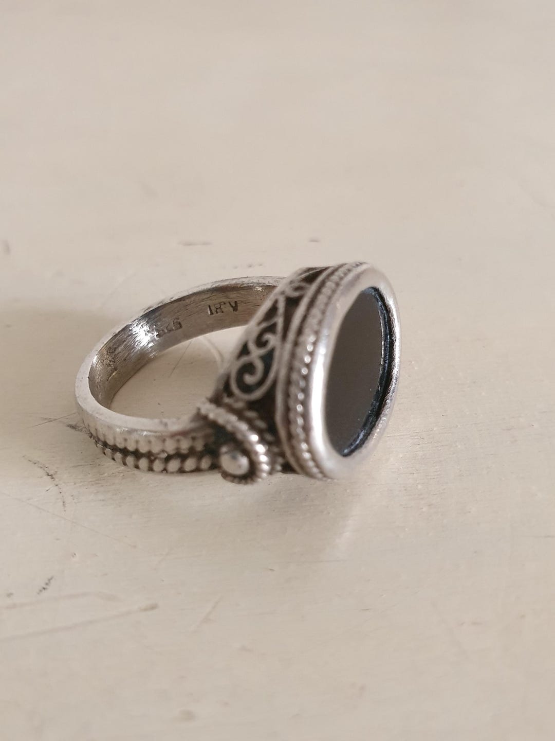 Vintage Sterling Silver Filigree Signet Ring With Black Onyx– 6.9g ...