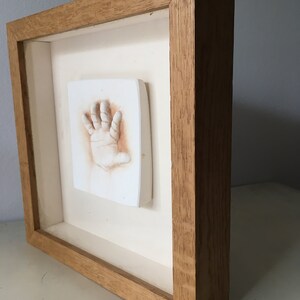 Gypsum Handcrafted Little Hand in a Box-like Wooden Frame With Glass in ...