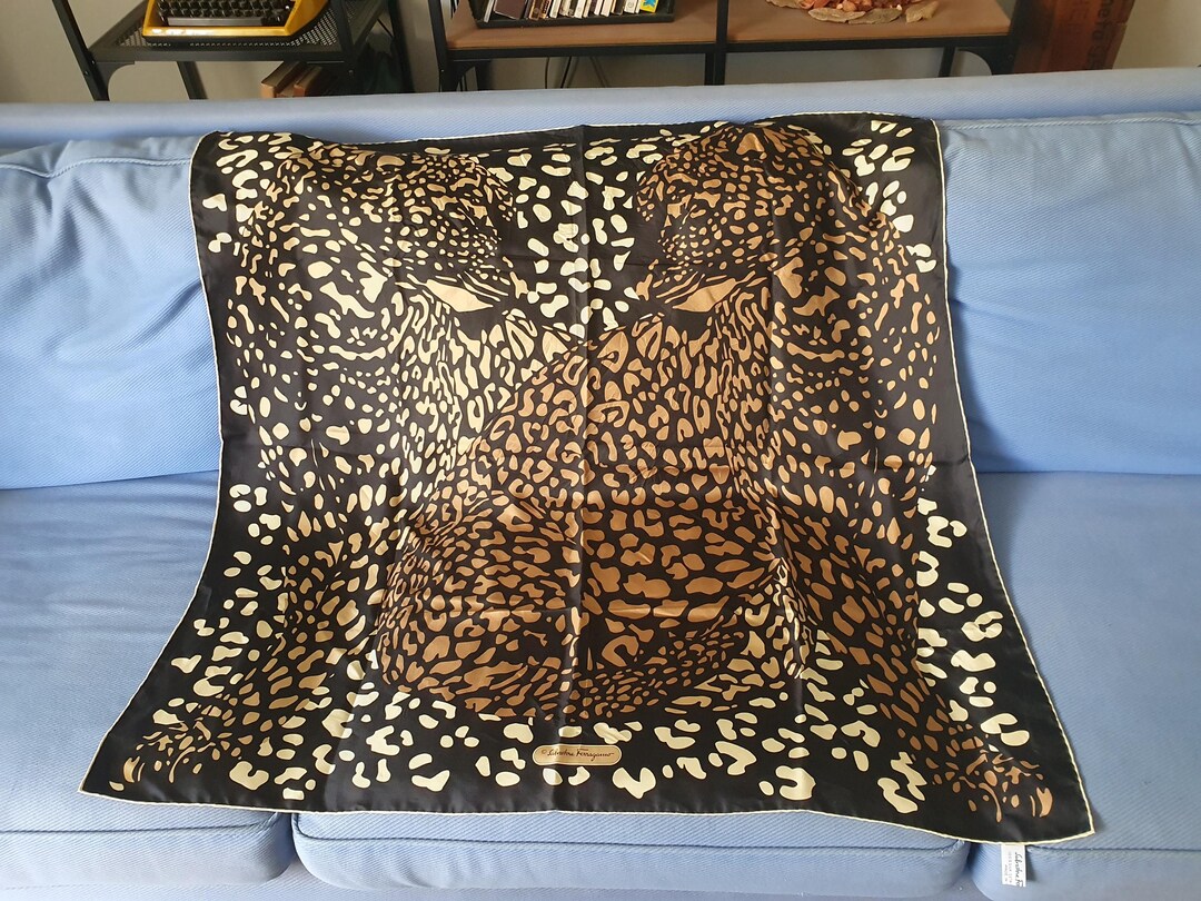 Salvatore Ferragamo Leopard Silk Scarf 87x87 Cm – Vintage Italian ...