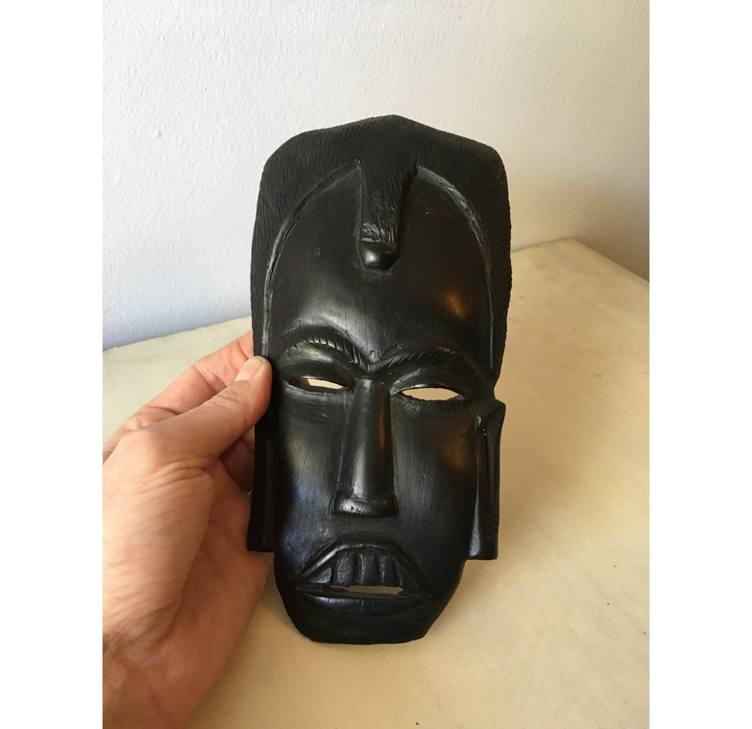 Wooden African Wall Mask . Hand Carved Ebony Tribal Décor. Handmade ...