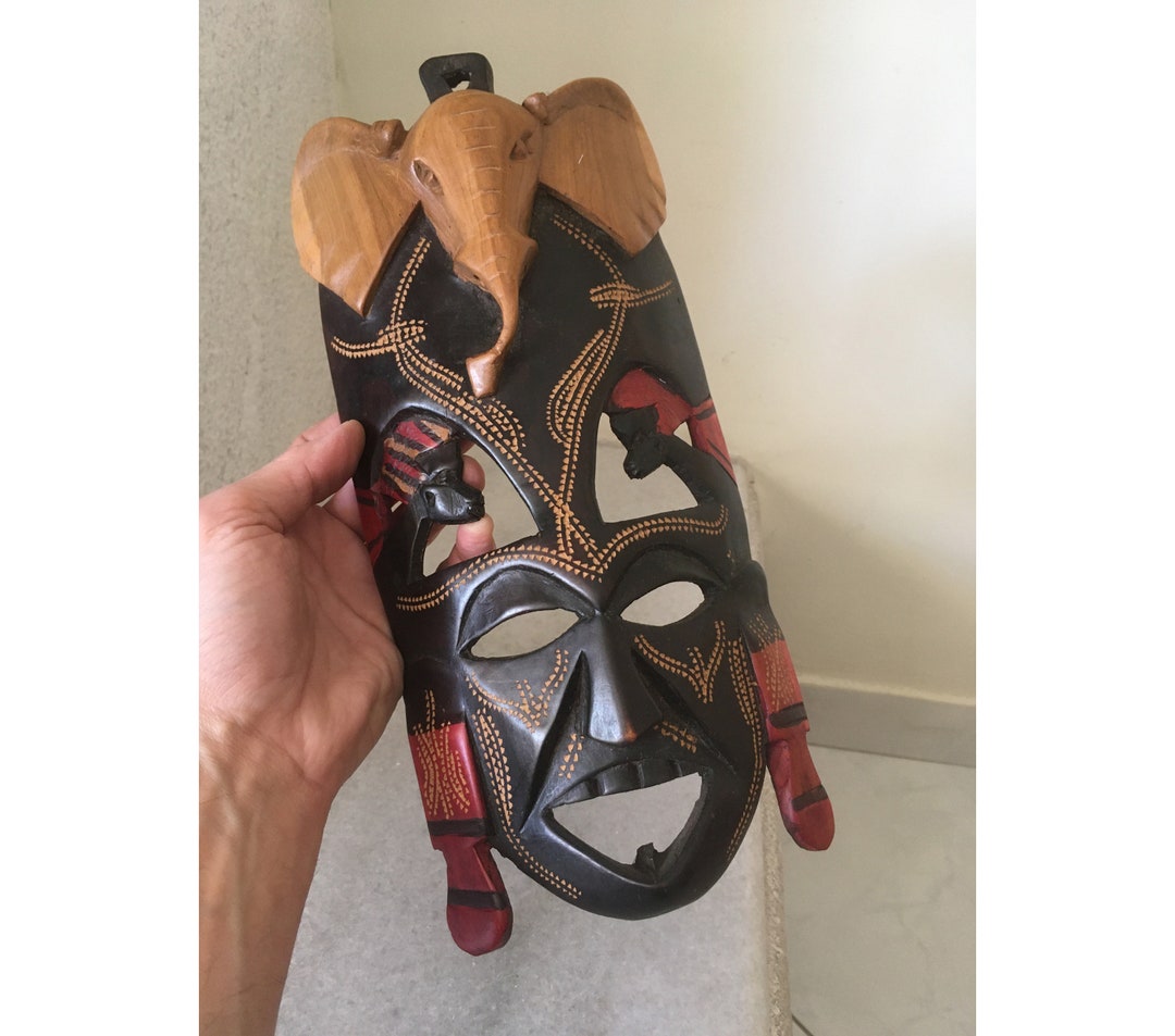 African Wall Hanging Mask. Handmade Vintage Ethnic Tribal Mask ...