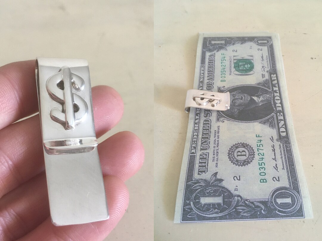 Silver Dollar Symbol Money Clip. Sterling Silver Hallmarked 925 Plus 4 ...