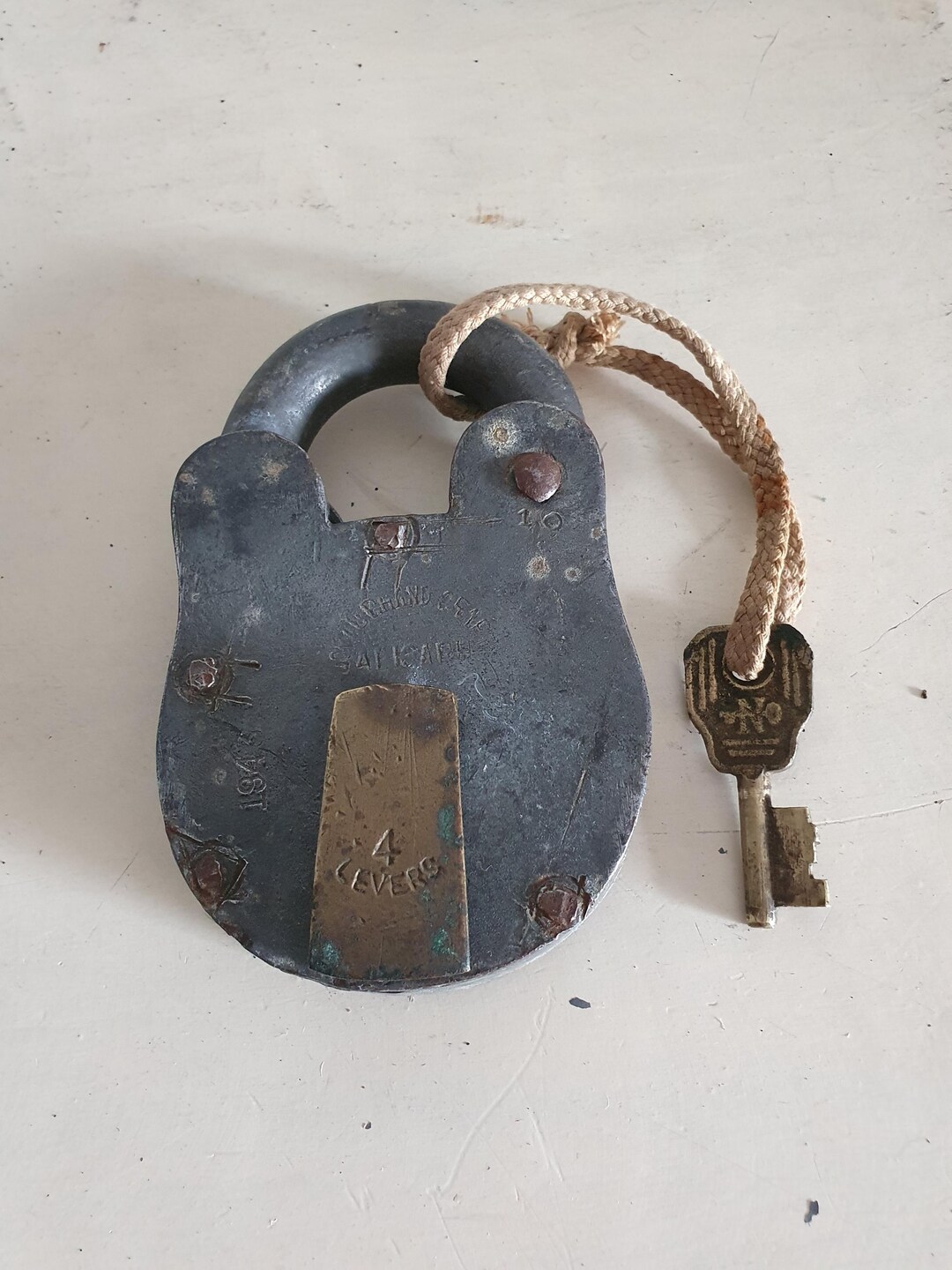 Vintage 1943 Padlock. Functional Four-lever Brass Lock With Original ...
