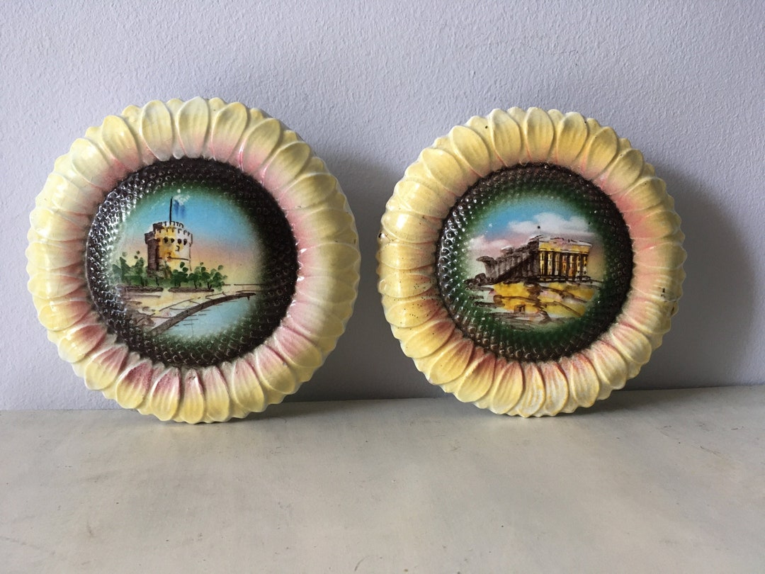 Repoussé Porcelain Greek Hangings. Parthenon and White Tower Wall Art ...