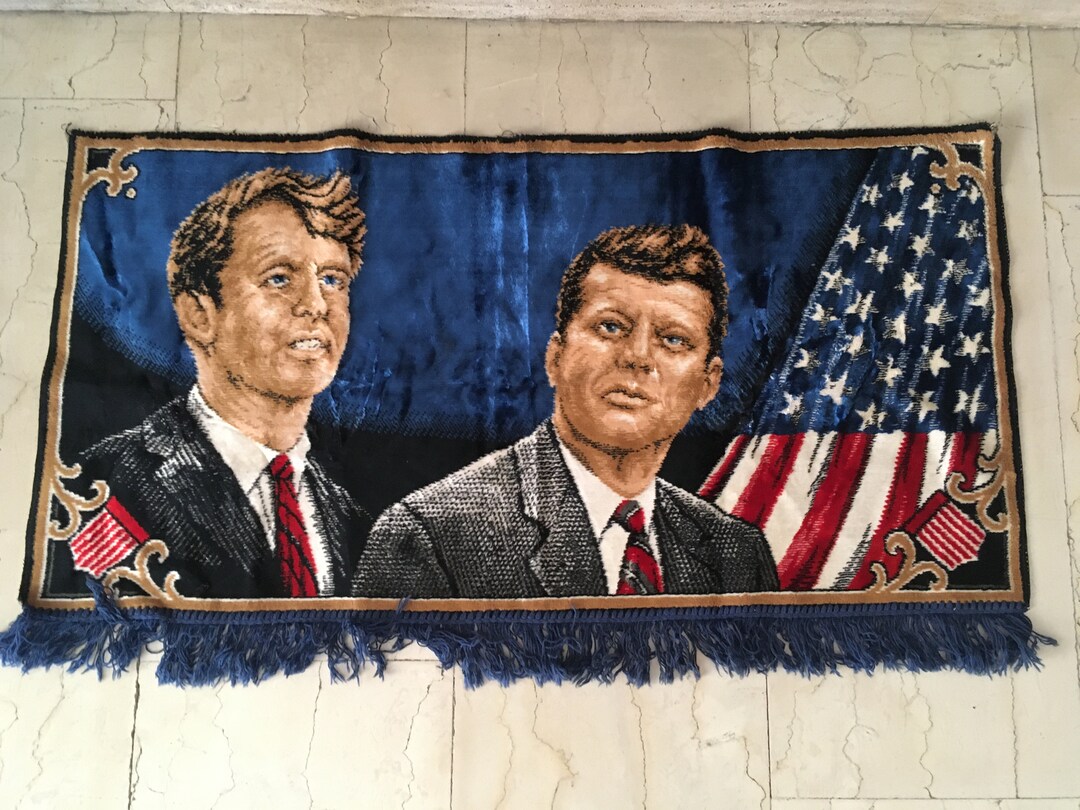 1960's John F Kennedy and Robert Kennedy Flag Wall Tapestry. - Etsy