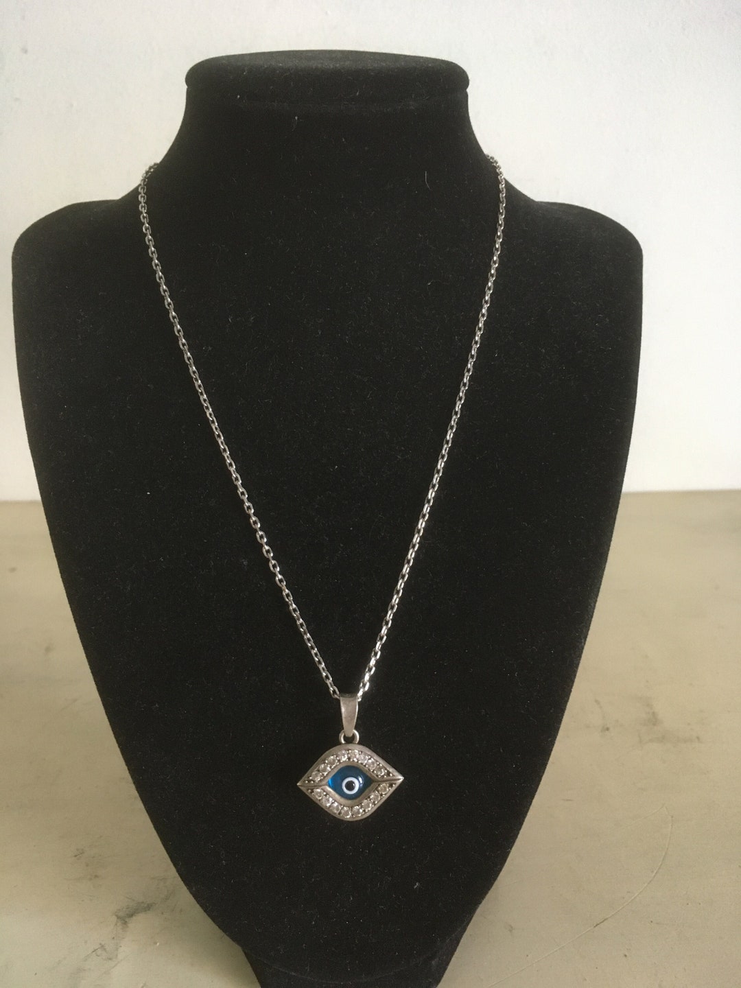 Sterling Silver Evil Eye Amulet Pendant With Chain. Sterling Silver 925 ...