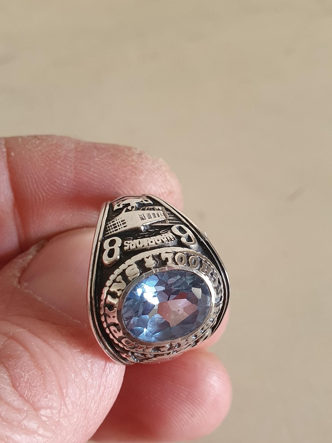 Vintage College Class Men's Ring With Blue Faceted Stone, 1968 Warrior ...