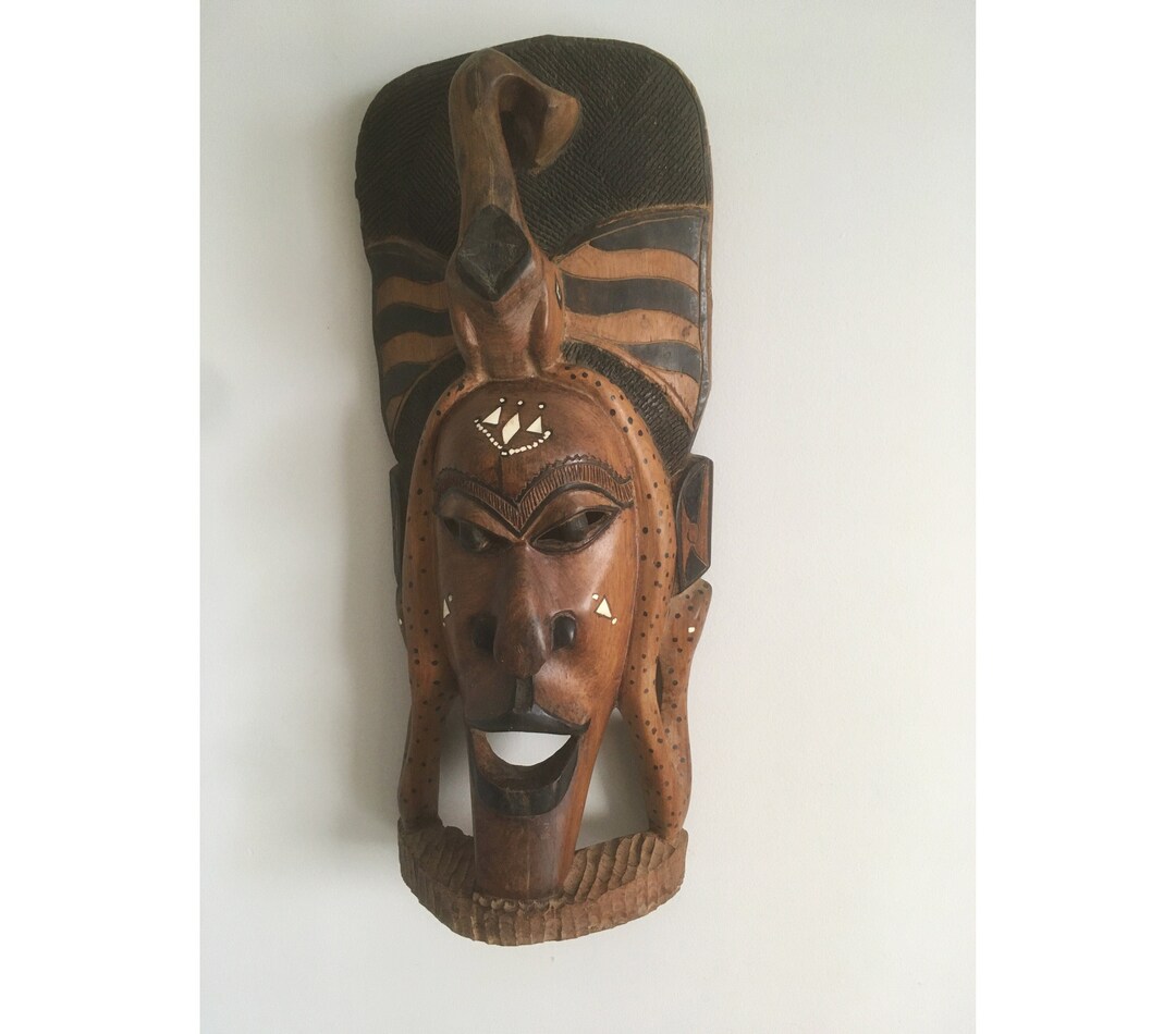 67 Cm Tall Wooden African Mask for Wall Hanging, Floor, Tabletop ...