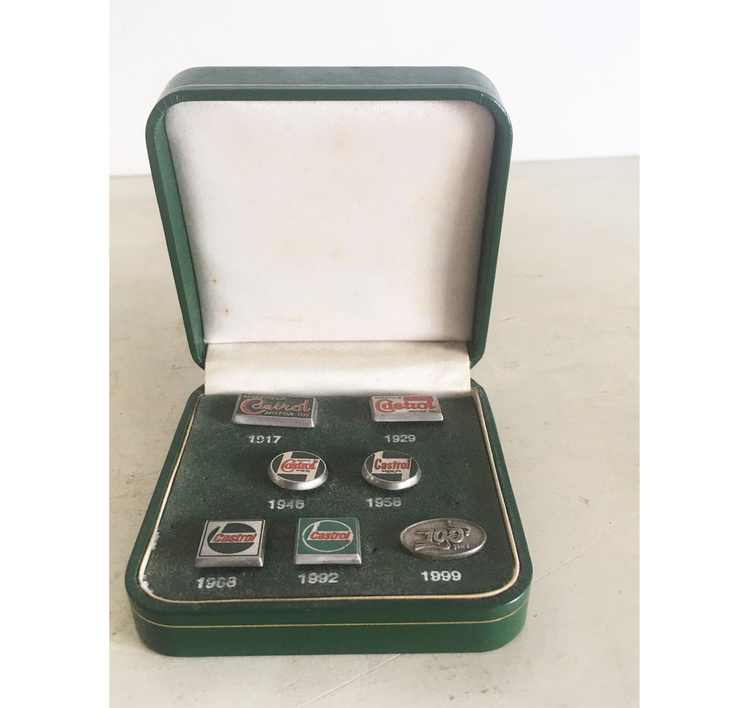 Vintage CASTROL Motor Oil Set of 7 Enamel Pin Badges 100th Anniversary ...