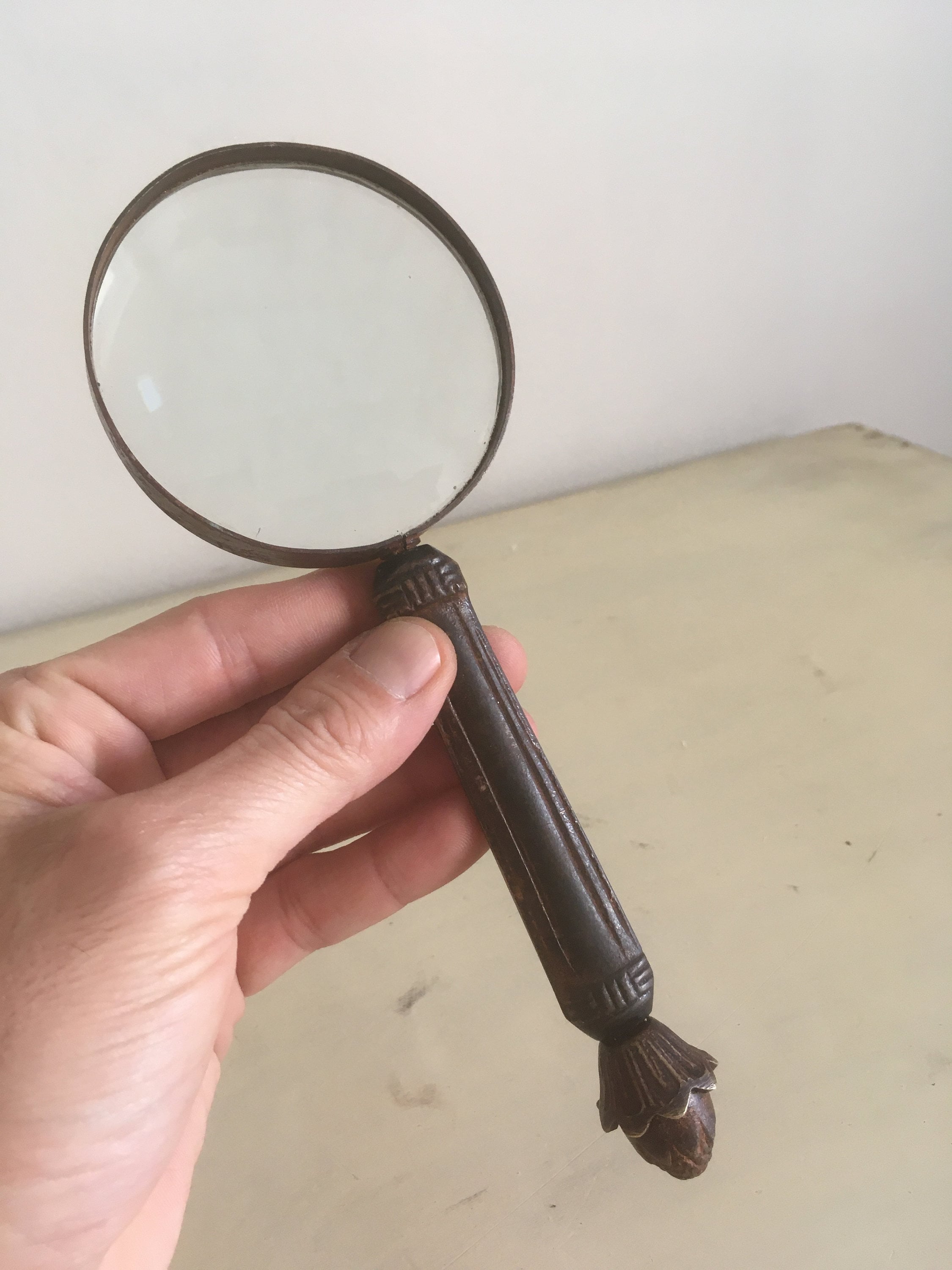 Vintage/antique Loupe. Big Magnifying Glass With Bronze Handle - Etsy