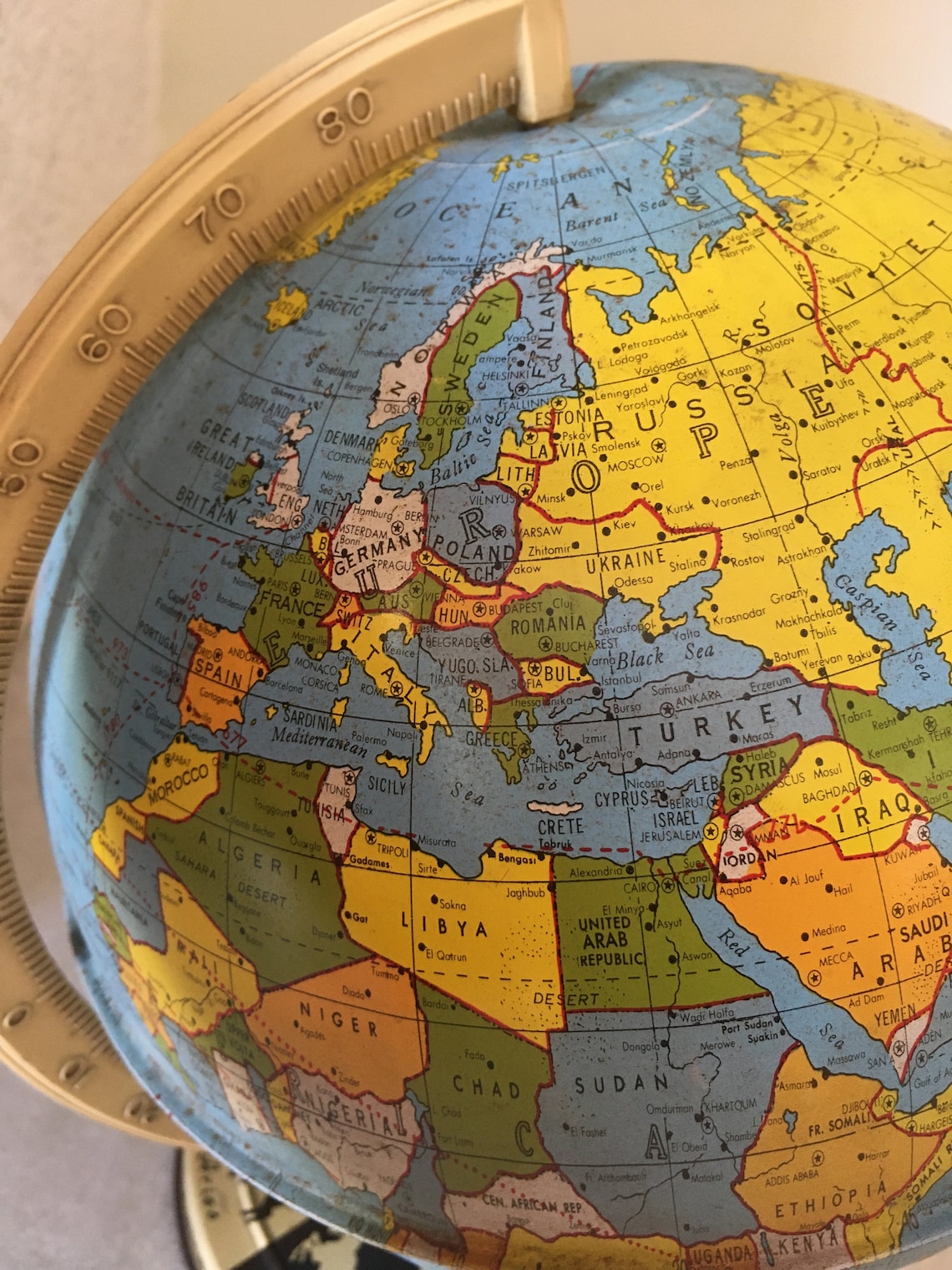 1980's Metallic World Globe Map. Vintage Geography Globe. | Etsy