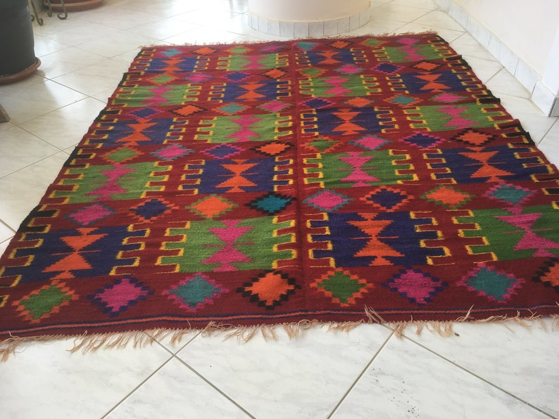 Big Traditional Greek Kilimi. Handmade Handwoven Rug for Floor. Vintage ...