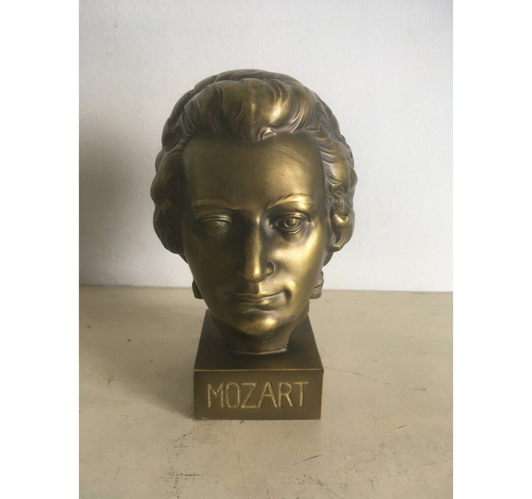Mozart Gilded Massive Bronze Bust Piano Ornament. Vintage Mozart Heavy ...